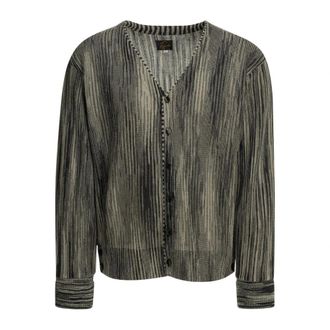 Needles Sx455C Cardigan en maille ray&eacute;e - Homme - Pulls - Noir - Taille: XL