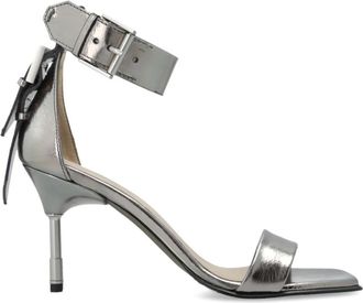 AllSaints Femme, Chaussures, Gris, Taille: 40 EU Sandales &agrave; talons m&eacute;tallis&eacute;es Noir