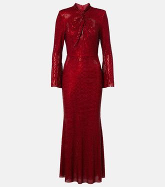 Self Portrait Verziertes Cocktailkleid aus Mesh