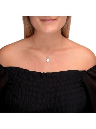 Zeeme Gemstones Halskette Silber 925 rhodiniert 42+5cm Perlmutt wei&szlig; Topas blau