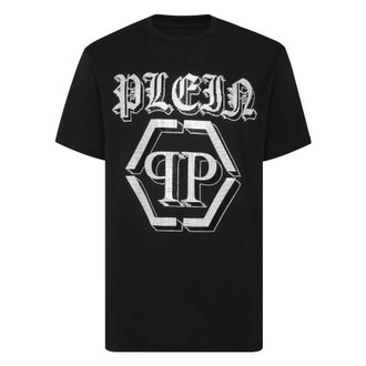 Philipp Plein Homme, Tops, Noir, Taille: XL T-shirt Col Rond SS Chrome
