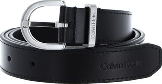 Calvin Klein Damen G&uuml;rtel Ck Must Metal Loop 2.5 cm Lederg&uuml;rtel, Schwarz (Ck Black), 85 cm