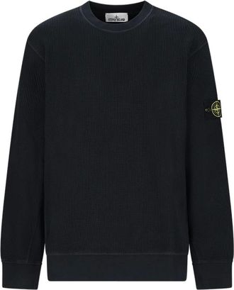 Stone Island Homme, Sweatshirts et sweats &agrave; capuche, Bleu, Taille: 2XL SweaT-shirt en molleton gaufr&eacute; de coton