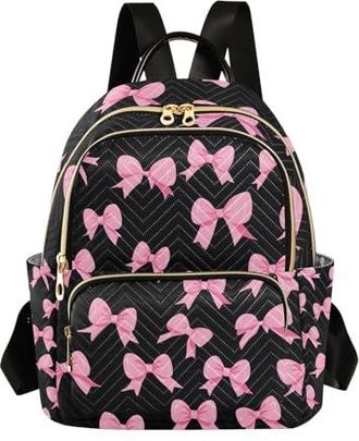 Mnsruu Mini sac à dos pour femme avec noeud rose, noir, petit sac à dos tendance pour femme, Multi903, S