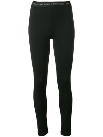 Marcelo Burlon legging &agrave; taille &eacute;lastiqu&eacute;e &agrave; logo - Noir