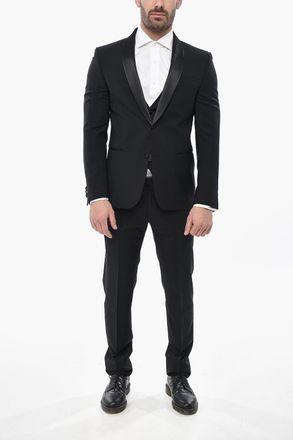 Corneliani CODE 3-teiliger Anzug aus Woll-Mix mit Satin-Schalkragen Corneliani