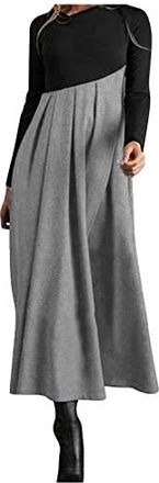 ZYUEER Robe Oversize Femme Pull Manche Longue Automne Hiver Sweat Robe Unie Grande Taille Casual Sweatshirt Long Tunique Jumper Top Chic (Gris, L)