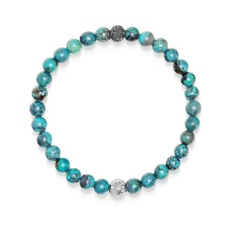 Nialaya Homme, Accessoires, Gris, Taille: 2XL Mens Black Diamond Wristband with Bali Turquoise