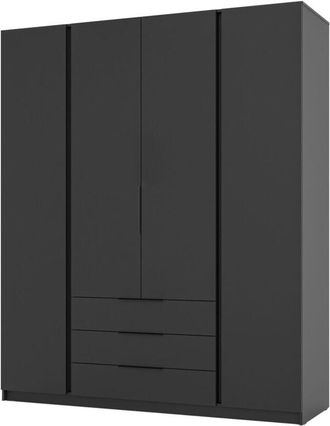 Selsey Kaja - Kleiderschrank 4-t&uuml;rig mit 3 Schubladen, 200 cm, schwarz - Selsey