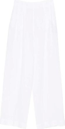 120% Lino Femme, Pantalons, Blanc, Taille: 36 FR Pantalon Large en Lin