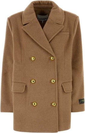 Ganni Femme, Manteaux, Beige, Taille: 38/40 FR Double-Breasted Manteaux