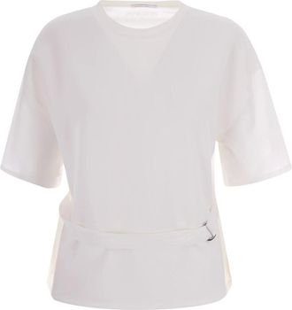 Patrizia Pepe Femme, Tops, Blanc, Taille: 40 FR T-shirt &agrave; col rond