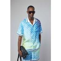 Casablanca Tennis Tile Cuban Collar Ss Shirt