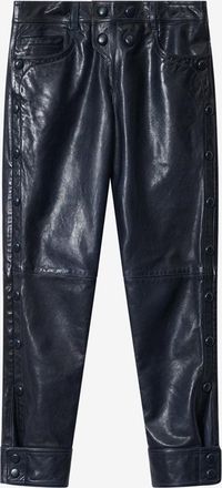 Isabel Marant Pantalon Rolinda En Cuir - Femme - Bleu Fonc&eacute; Marine - Taille34 - Isabel Marant