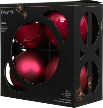 Kaemingk Weihnachtskugeln Glas 10cm 4 Stück - matt & glänzend - Große Christbaumkugeln Weihnachtsbaumkugeln für Weihnachten - Christbaumschmuck & Weihnachtsbau