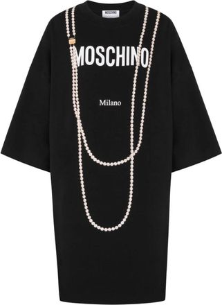Moschino Femme, Robes, Noir, Taille: 40 FR Embroidered Heavy Cotton Dress