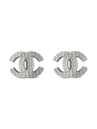 Chanel boucles doreilles CC (2000) - Argent