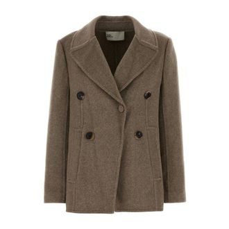 Tory Burch Veste Large en Serg&eacute; - Femme - Vestes - Beige - Taille: 40 FR
