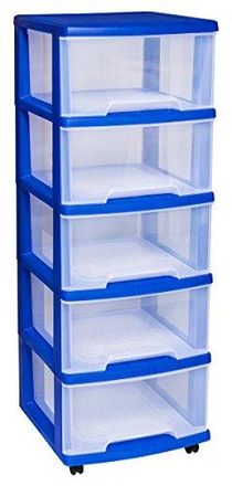 Allibert Curver | Eify 2 - 5 Schubladen - 20 l, Laserblau, Essentials 2, 37,1 x 38,9 x 105 cm