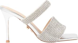 Twentyfourhaitch Femme, Chaussures, Gris, Taille: 40 EU Scarpa Argento Mule doppio listino gioiello