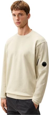 C.P. Company Diagonal Raised Fleece Crewneck Sweatshirt mit Linsen-Detail - - Sweatshirts & Hoodies - Herren - Beige - M