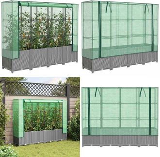 vidaXL Vidaxl - Jardini&egrave;re sur&eacute;lev&eacute;e avec housse aspect rotin 160x40x138 cm