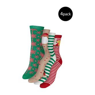 Vero Moda Vero Moda, Femme, Sous-v&ecirc;tements, Multicolore, Taille: ONE Size Vmelf Lot de 4 Paires de Chaussettes de No&euml;l