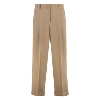 PESERICO Baumwoll-Stretch-Hose mit elastischem Bund - - Trousers - Damen - Beige - S