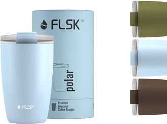 FLSK Kaffeebecher - Premium coffee to go-Becher aus Edelstahl - 100 % auslaufsicher, BPA-frei & doppelwandig - h&auml;lt 3 h hei&szlig; (polar, 350 ml)