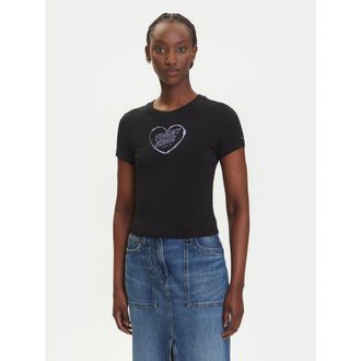 Tommy Jeans T-Shirt Heart DW0DW21390 Schwarz Slim Fit
