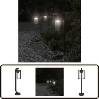 vidaXL Wegeleuchte Schwarz 60 cm Edelstahl - Wegeleuchte - Edelstahl - Au&szlig;enstehleuchte - Gartenlampe - LED-Lampe