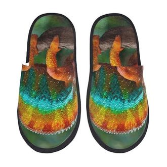 Generic Pantoufles à Hiver Imprimé Caméléone Confortable Chaussons Femme Classiques Légère Maison Pantoufles Adulte Extérieur L