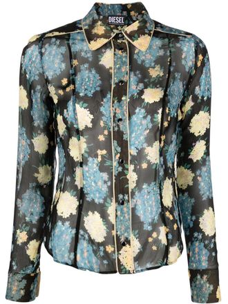 Diesel Hemd mit Blumenmuster - Schwarz
