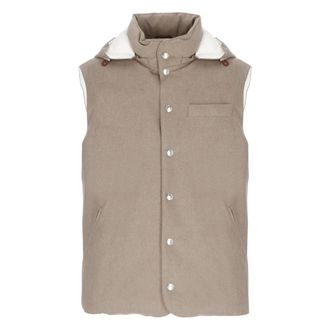 Brunello Cucinelli Braune Wollweste mit Kapuze - - Jackets - Herren - Braun - L
