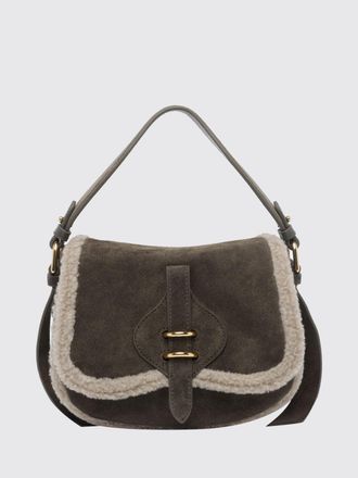 Coccinelle Mavery Mini-Handtasche aus zweifarbigem Shearling und genarbtem Leder