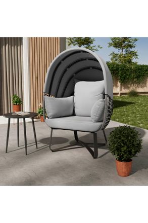 ambia GARDEN Gartenmuschel, Grau, Metall, Kunststoff, Textil, Füllung: Polyester, 100x152x90 cm, Loungemöbel, Sonneninseln