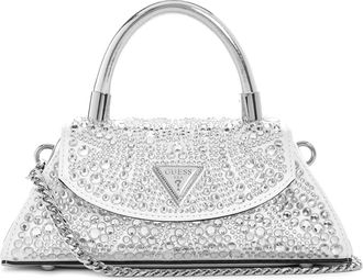 Guess Beauvoir Top Handle Flap Bag Silver
