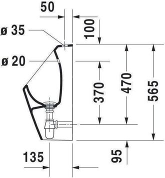 Duravit Duravit - No.1 Urinal, rimless, Zulauf oben, inkl. Sp&uuml;ld&uuml;se