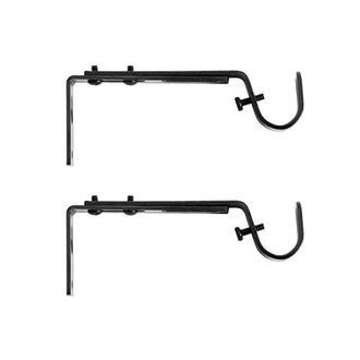 Kenney Adjustable Curtain Rod Brackets, Black (2-Pack)
