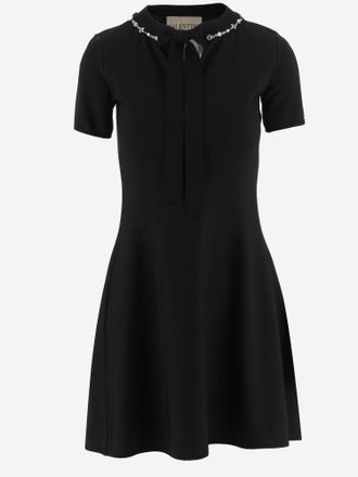 Valentino Womens Dress With Bow, Viscose Blend Black