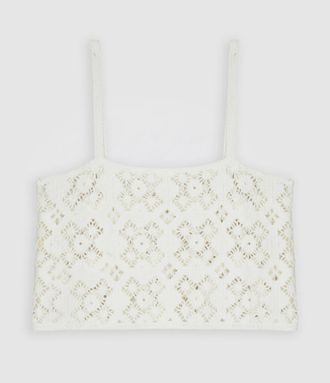 Eric Bompard Top Cropped Guipure Naturel