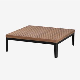 Sklum Quadratischer Gartencouchtisch 100x100 cm aus Aluminium und Akazienholz Taranis Schwarz - Sklum