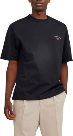 Jack & Jones Jorsantorini T-Shirt Graphique SS Crew Neck, Noir, M Homme
