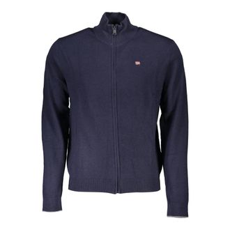 Napapijri Blauer Cardigan mit Langen &Auml;rmeln und Logo - - Knitwear - Herren - Blau - M