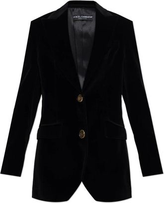 Dolce & Gabbana Femme, Vestes, Noir, Taille: 38 FR Veste en Velours Lisse