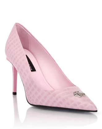 Philipp Plein Cocco Print Decolette Mid Heels Hexagon 9