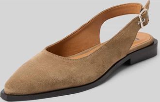 Bianco Slingback-Ballerinas aus Leder mit Dornschlie&szlig;e