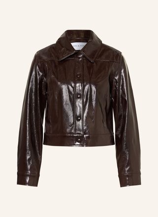 Mrs & Hugs Mrs & Hugs Kastenjacke In Lederoptik braun