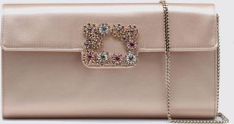 Roger Vivier Flower Satin-Clutch mit Kristallen und Metallnetz-Riemen