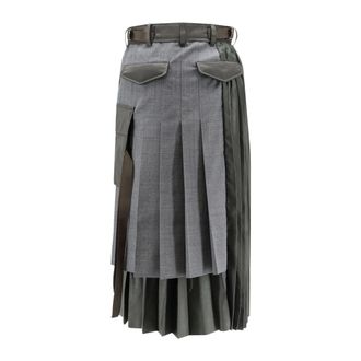 sacai Femme, Jupes, Gris, Taille: 38 FR Jupe Tailoring x Nylon Twill